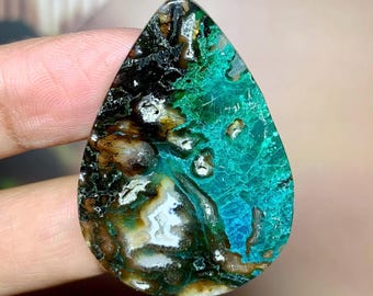 Gemsilica Blue Electrik - Chrysocolla Cabochon - Bacan Gemstone Size ...