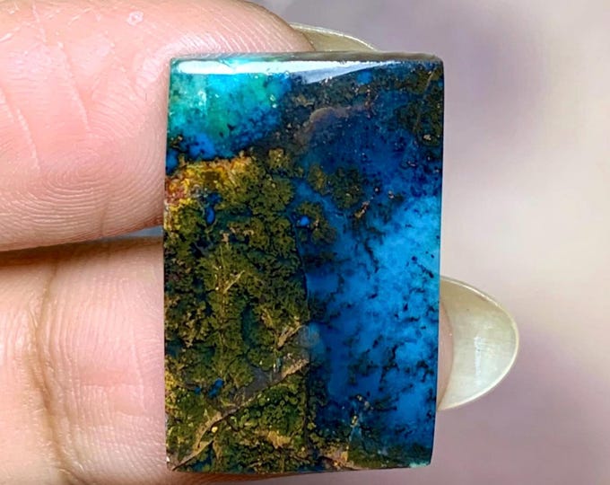 Gemsilica Blue Electrik - Chrysocolla Cabochon - Bacan Gemstone Size ...