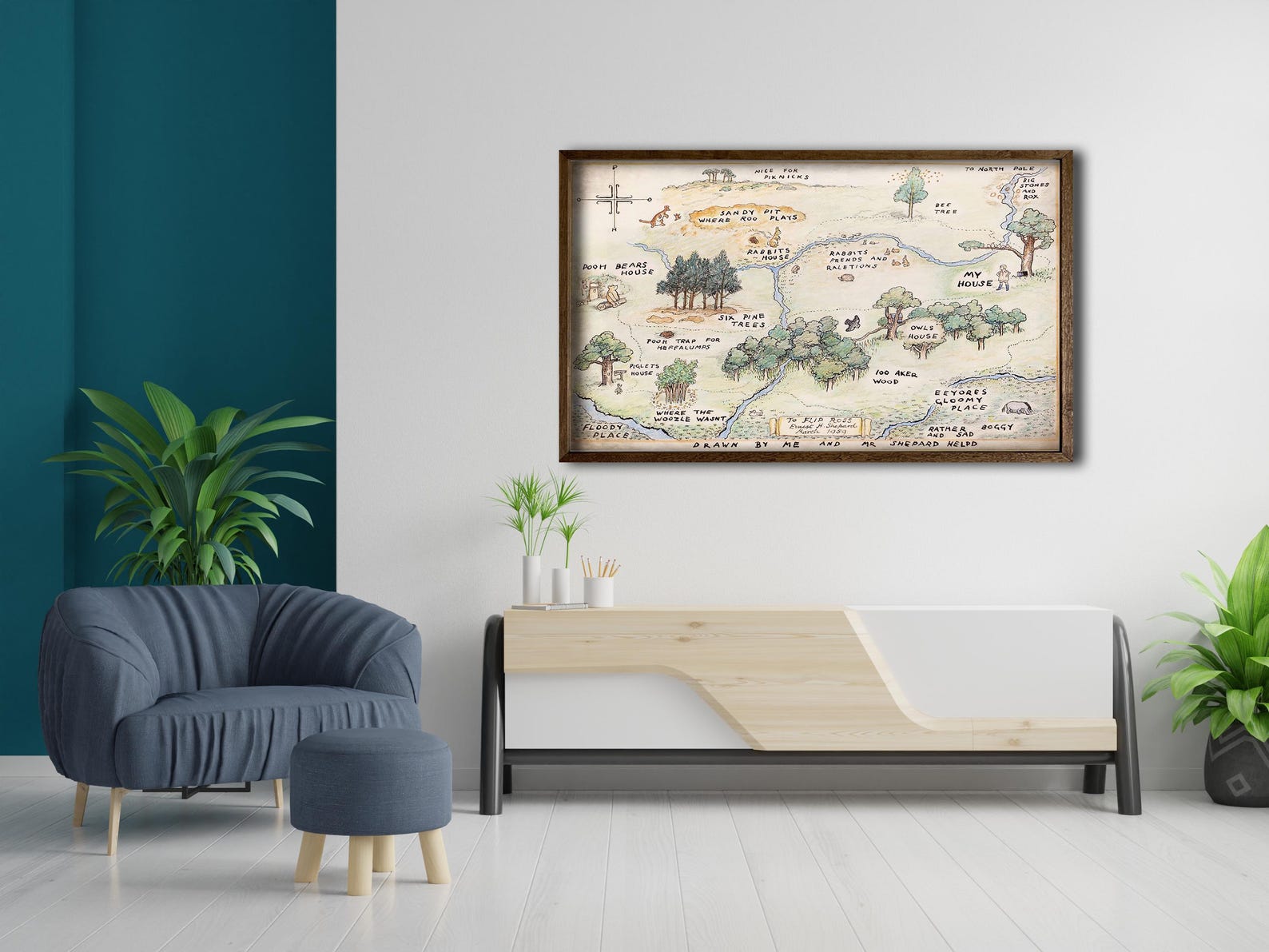 Winnie the Pooh 100 Acre Wood Map Canvas– Charming Canvas Art for Kids ...