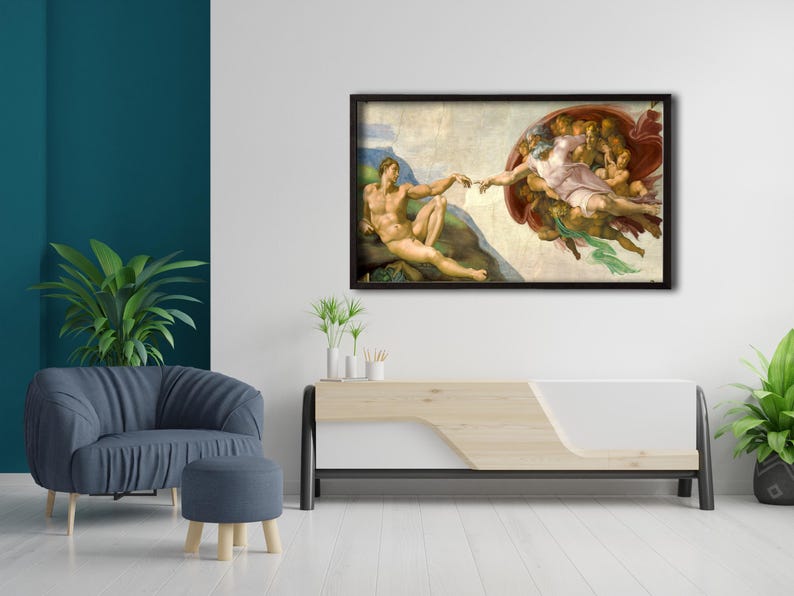 Michelangelo Creation of Adam Hands Poster – Renaissance Wall Art Print ...