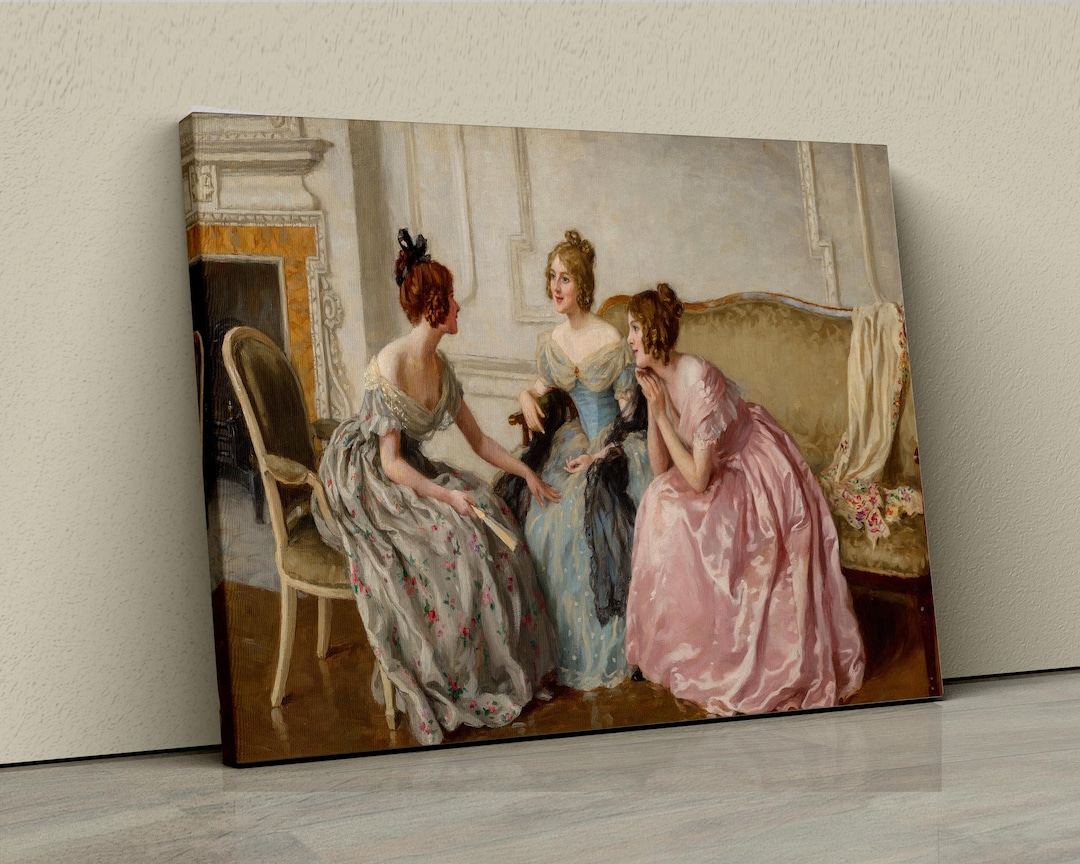 A Day's Gossip Girls Canvas ,antique Painting for 3 Victorian Women ...