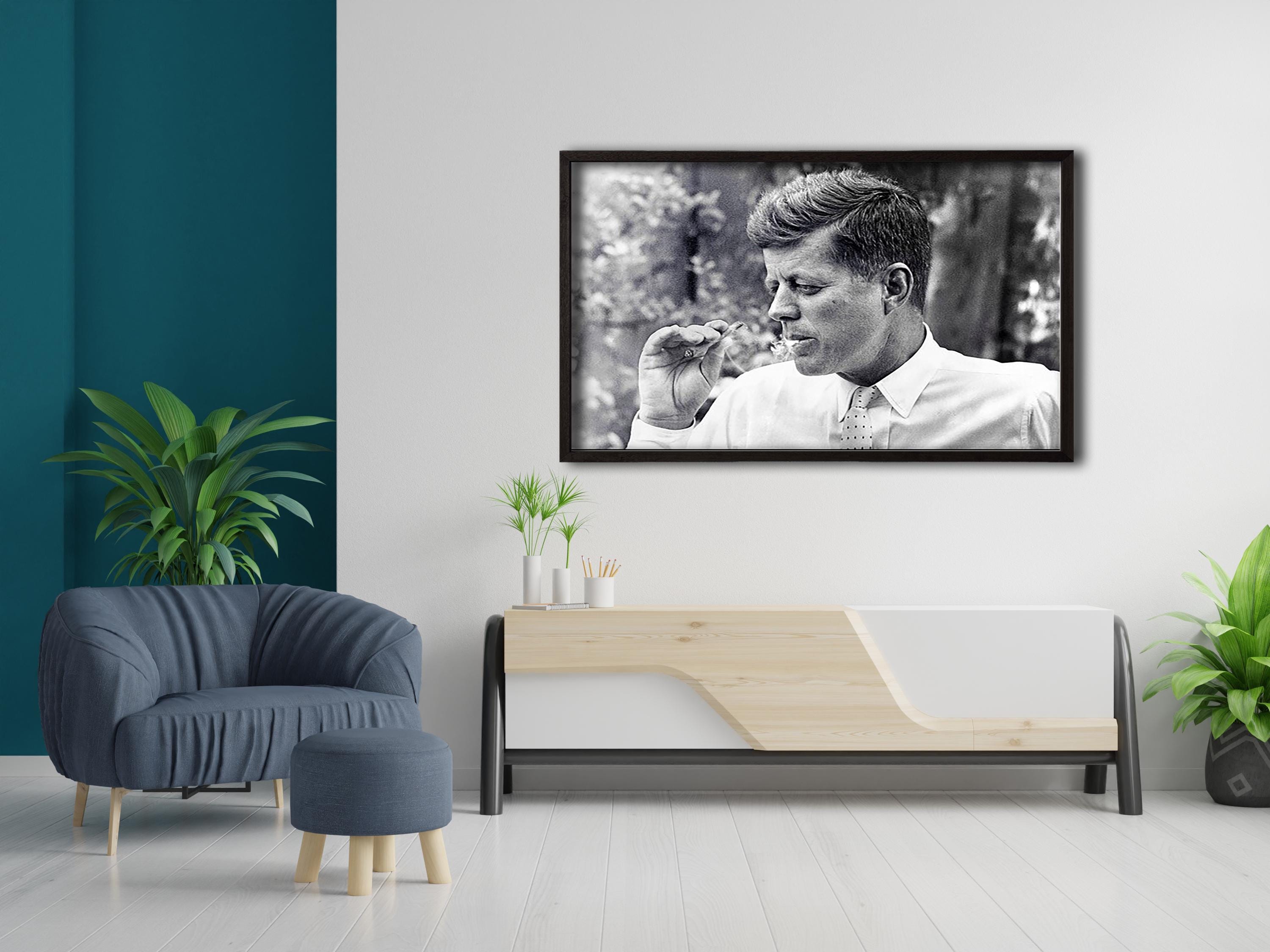 President John F Kennedy Canvas Poster, JFK Smoking a Marijuana Blunt ...