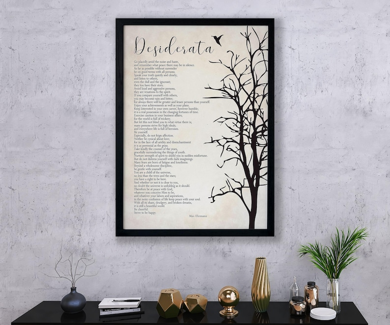 Desiderata Poem Canvas, Desiderata Poetry Print, Poem Canvas Print, Law ...