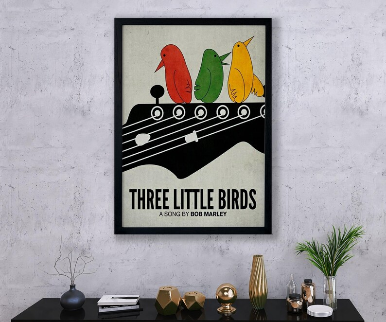 Three Little Birds Canvas, Bob Marley Song Lyric Art, Reggae Music Wall ...