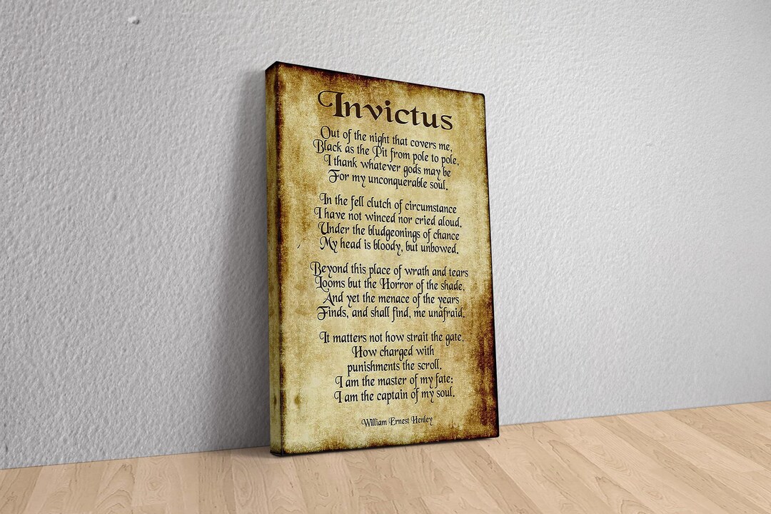 Invictus Poem Canvas, by William Ernest Henley, Invictus I Am the ...