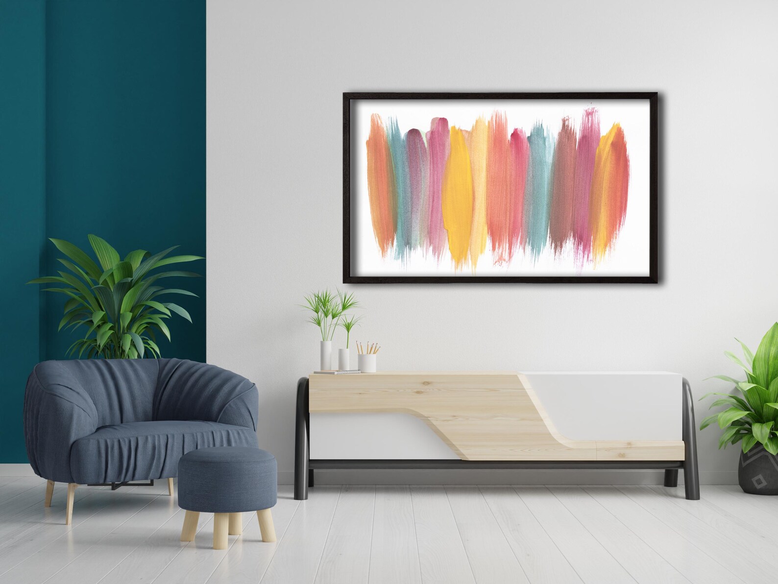 Rainbow Abstract Canvas, Bold Large Colorful Abstract Art, Rainbow ...
