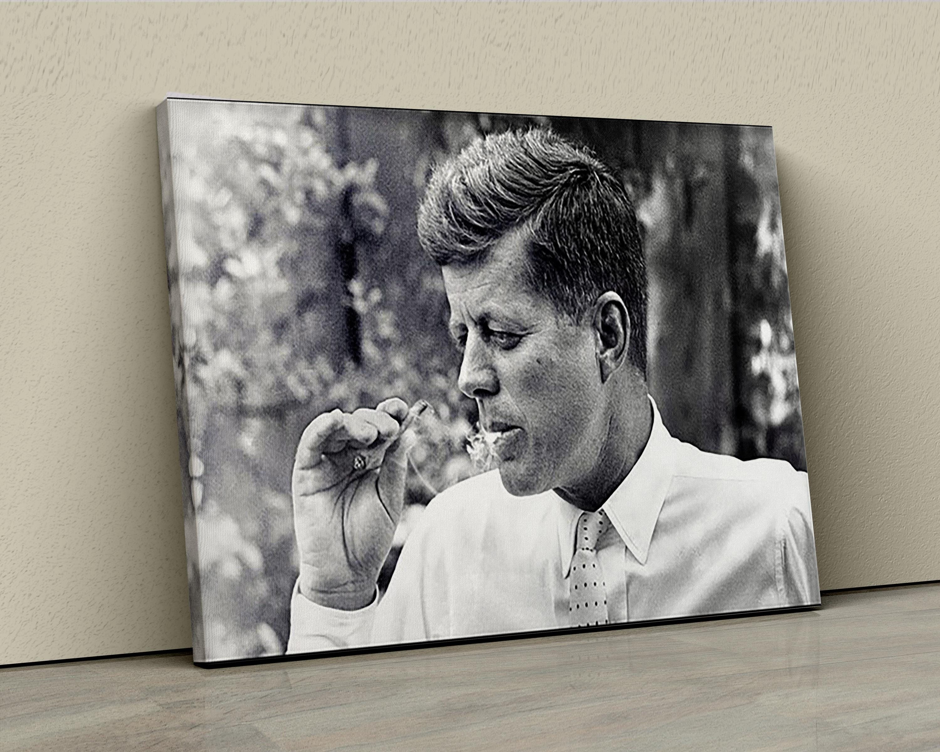 President John F Kennedy Canvas Poster, JFK Smoking a Marijuana Blunt ...