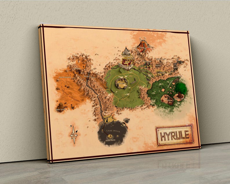 Hyrule Map Canvas – Iconic Legend of Zelda Ocarina of Time World Art ...