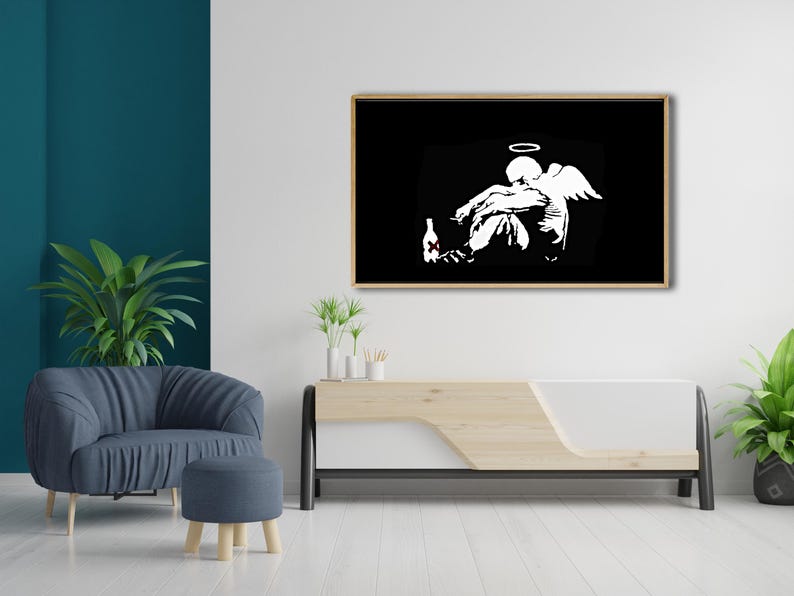 Banksy Fallen Angel Canvas, Street Art Canvas Print, Urban Art ...