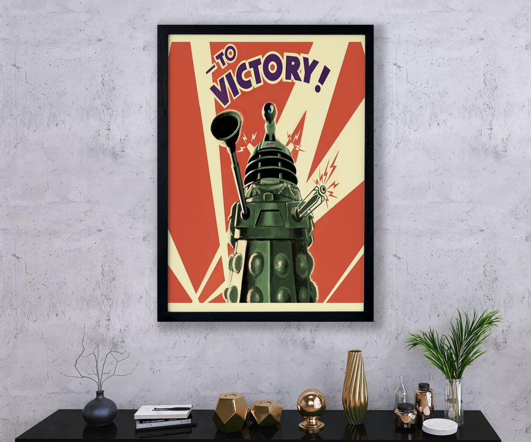 Framed Doctor Who Dalek Canvas Poster, to Victory Retro Sci-fi Wall Art ...
