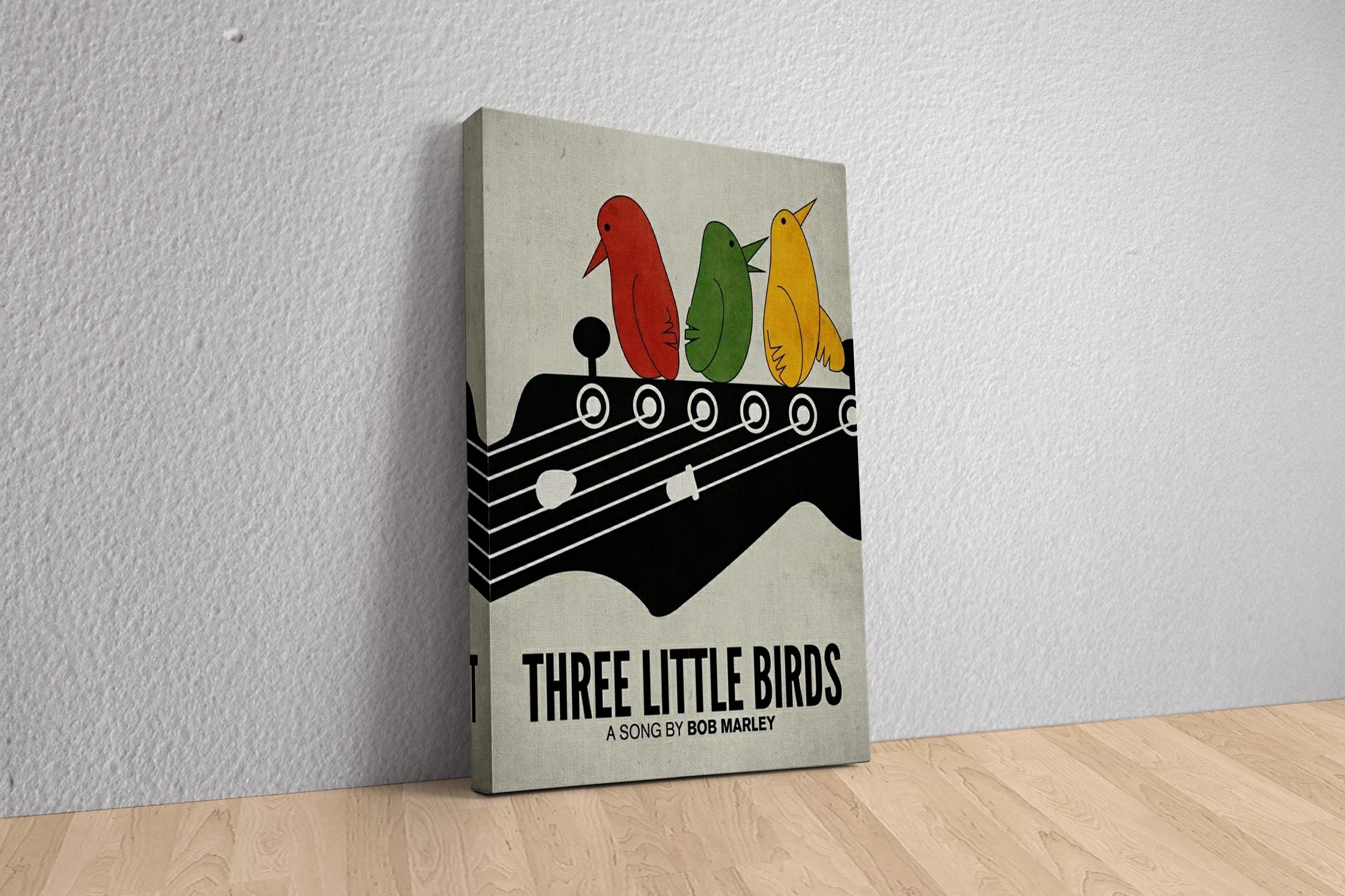 Three Little Birds Canvas, Bob Marley Song Lyric Art, Reggae Music Wall ...