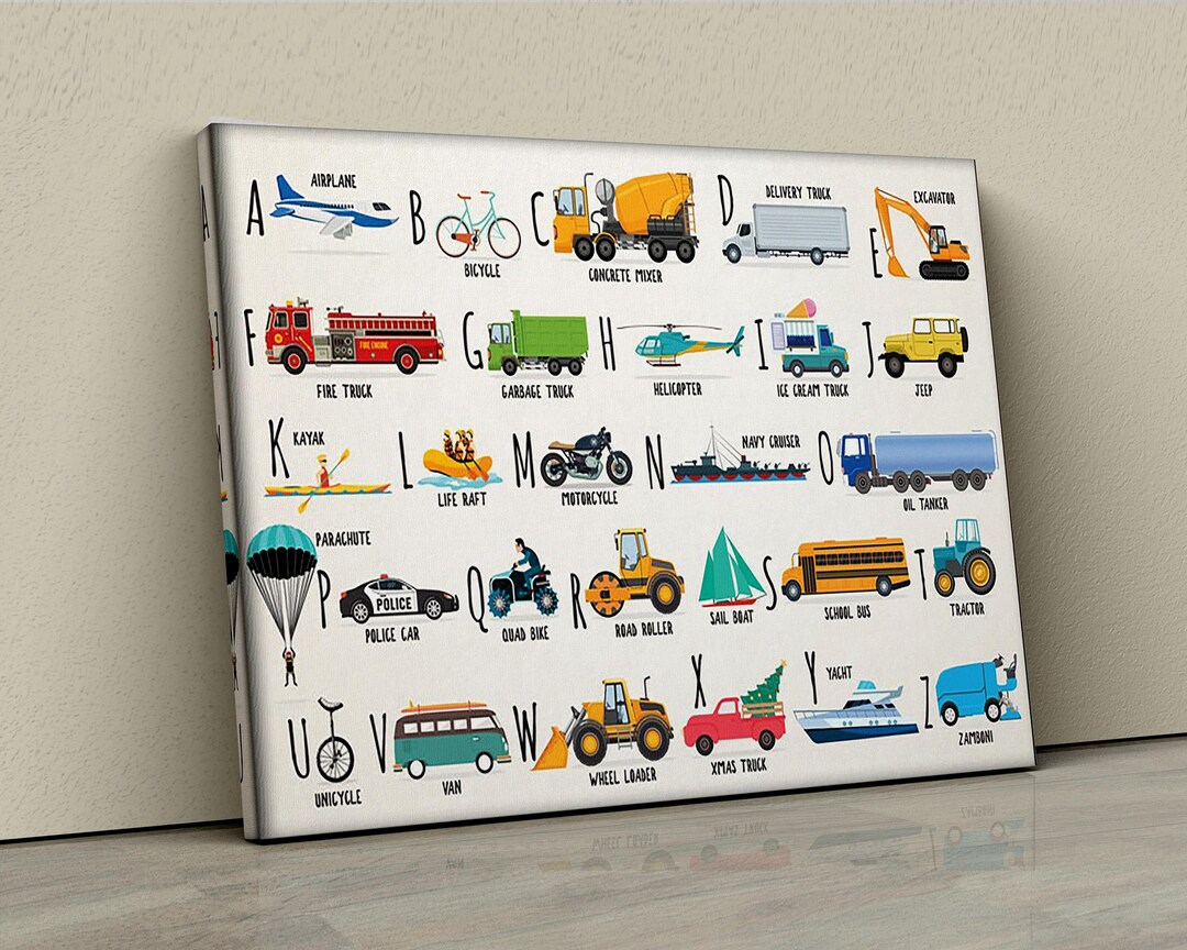 Educational Transport Alphabet Canvas – Fun and Colorful Learning Art ...