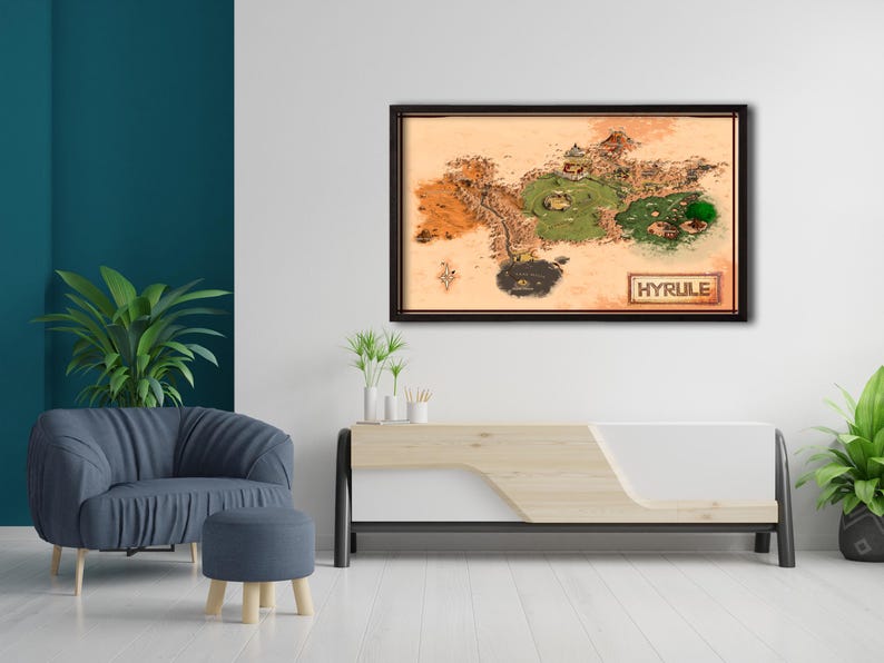 Hyrule Map Canvas – Iconic Legend of Zelda Ocarina of Time World Art ...