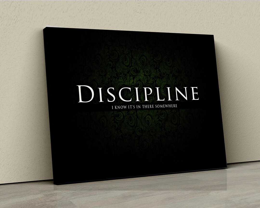 Discipline Funny Quote Canvas, Motivational Wall Art Print, Dark Green ...
