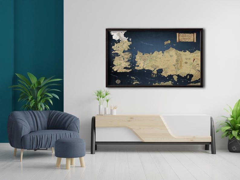 Game of Thrones Westeros Map Canvas, Detailed Fantasy World Art ...