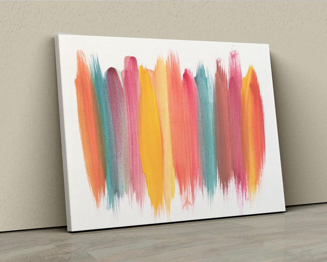 Rainbow Abstract Canvas, Bold Large Colorful Abstract Art, Rainbow ...