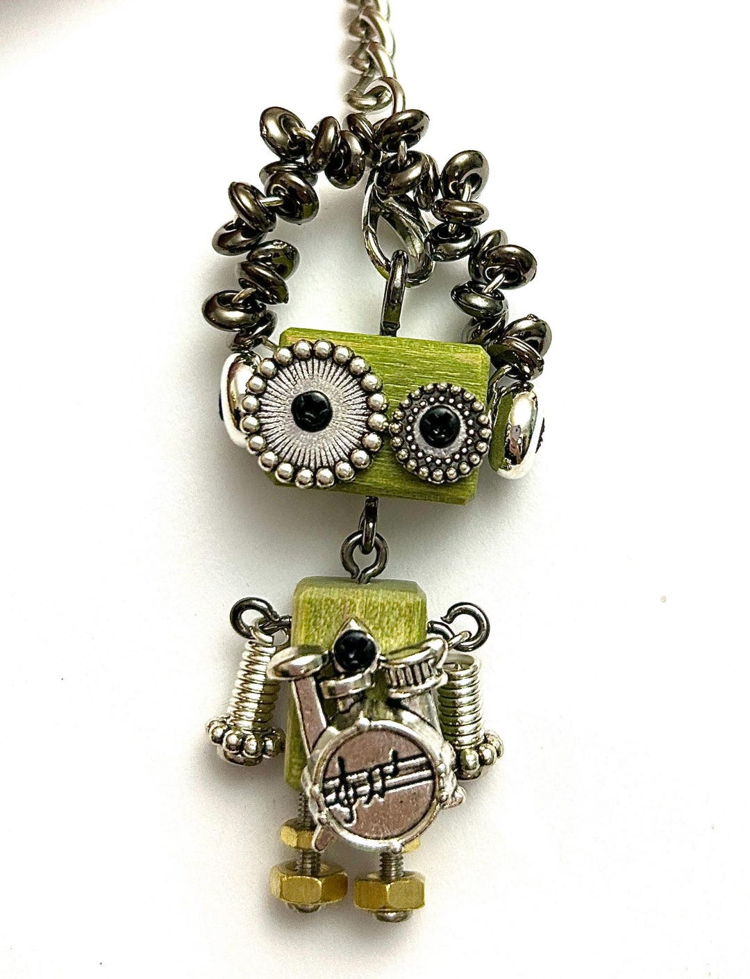 Handmade Wooden Mini Robots Keychain/necklace/pendant/display/ornaments ...