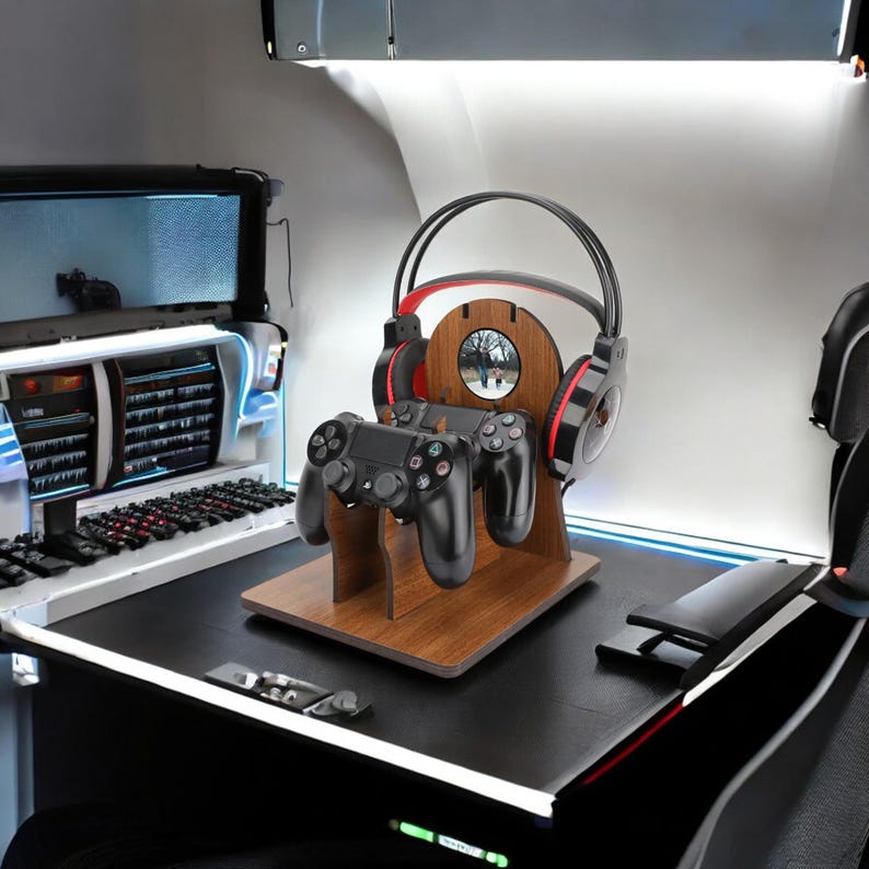 Personalized Wooden Headphones Holder and Controller Stand, Controller and Headset Stand, Gaming ...