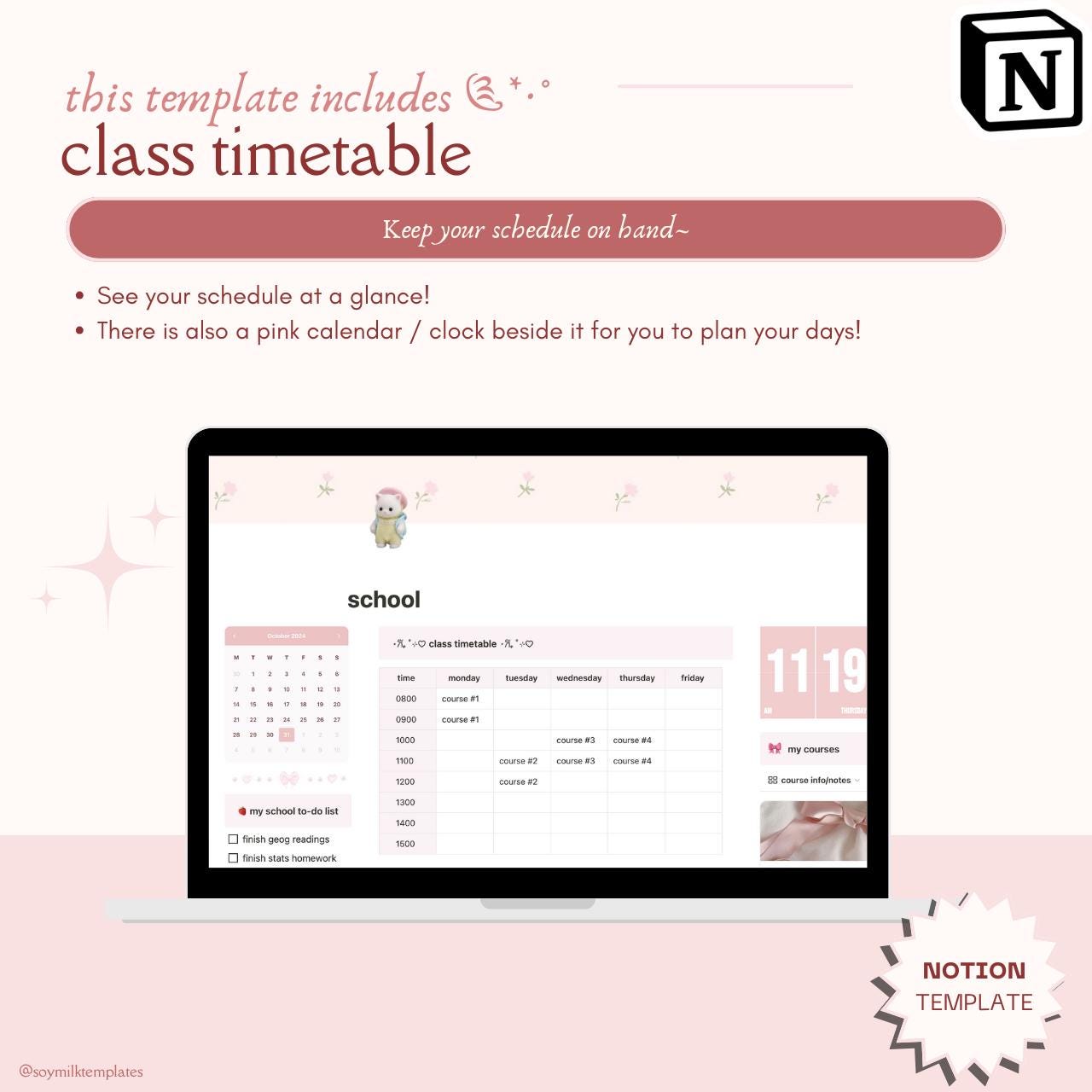 Coquette Academic Notion Planner for High School & University - Pink ...