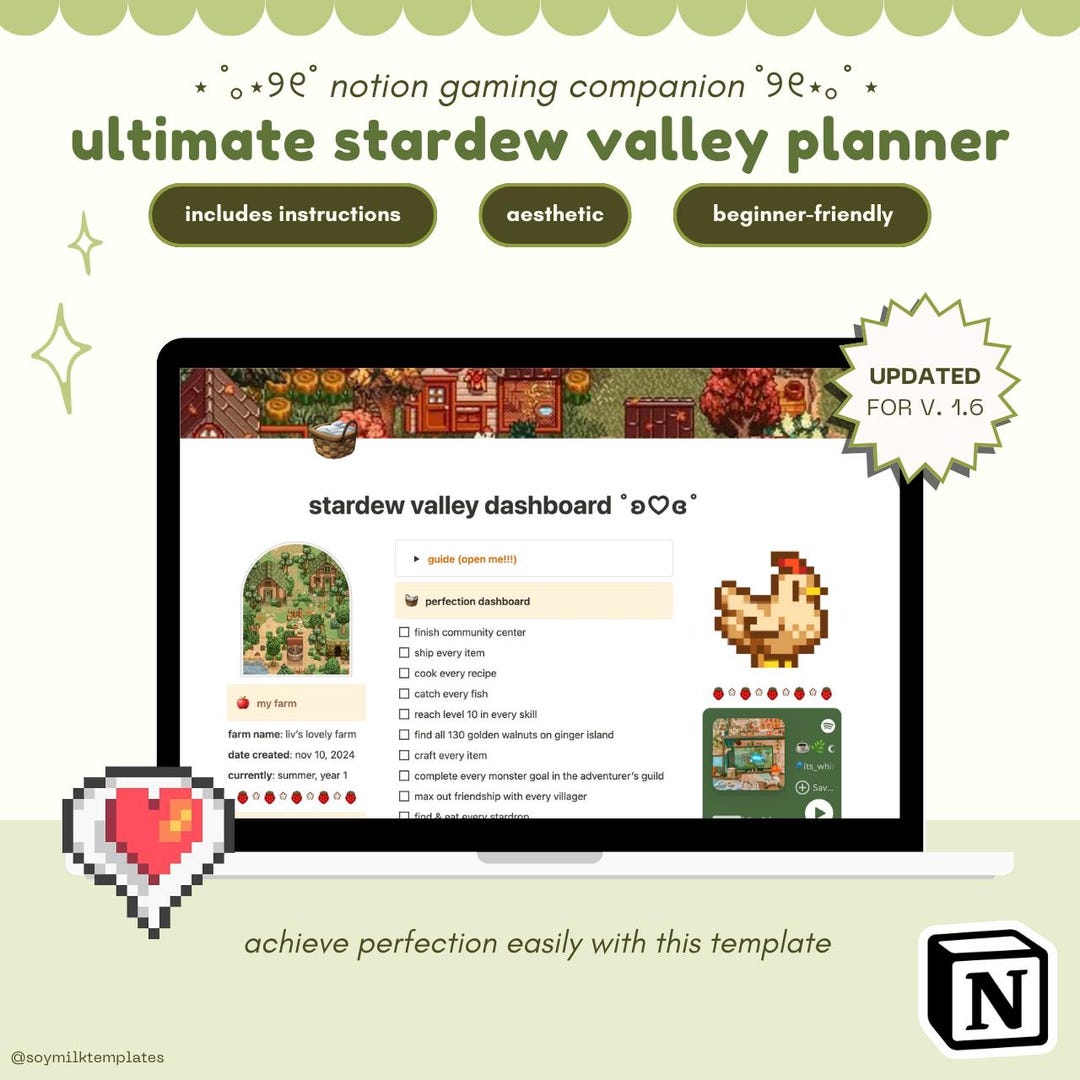 Ultimate Stardew Valley Notion Companion: Track Your Bundles, Recipes ...
