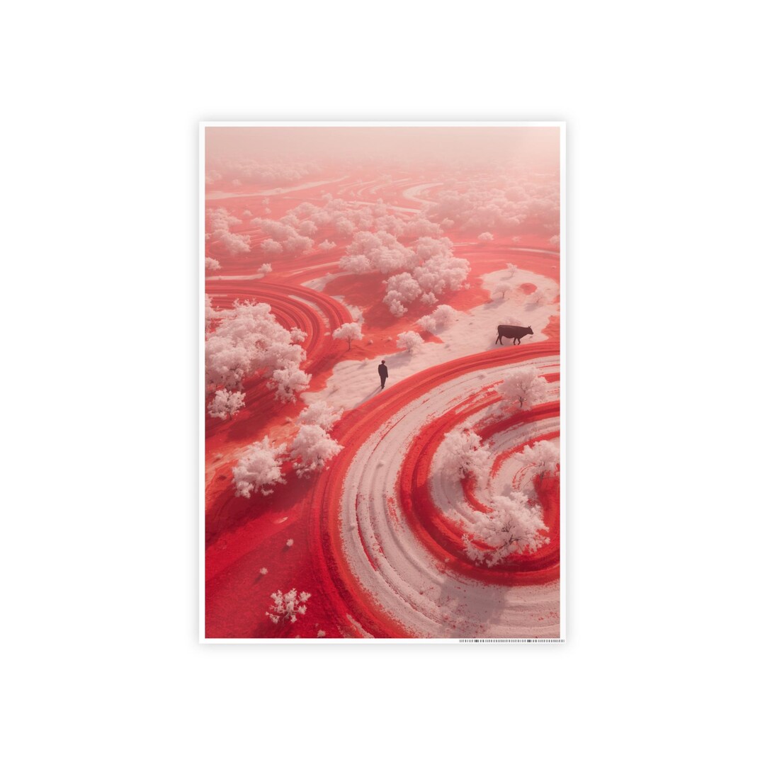Surreal Red Landscape Gloss Poster | Abstract Scenic Wall Art - Etsy