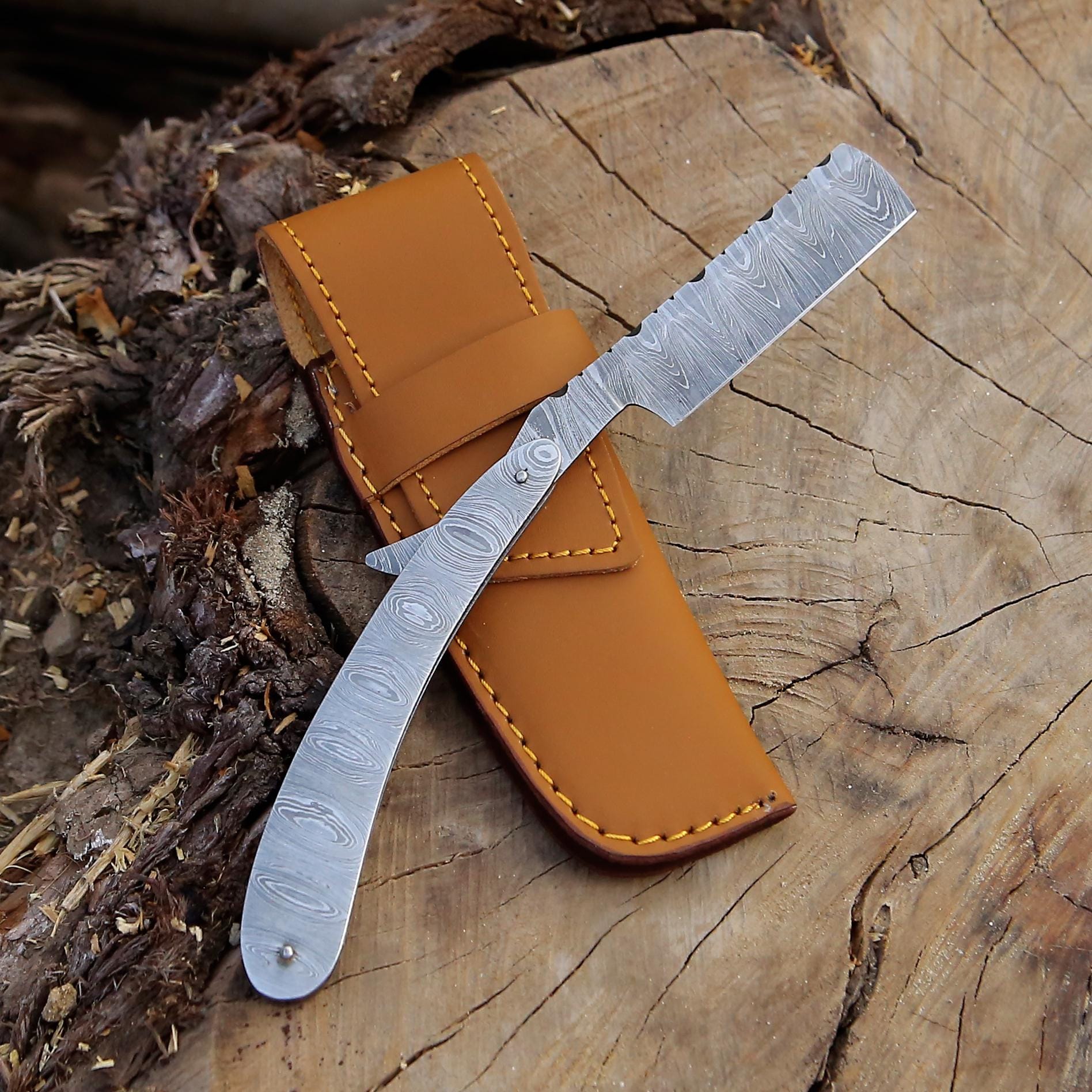 Handmade Damascus Steel Personalized Straight Razor Groomsman Gift With ...