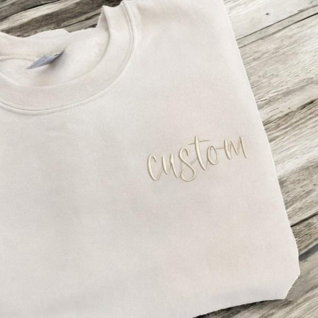 Personalized Embroidered Sweater, Custom Text Design Sweatshirt ...
