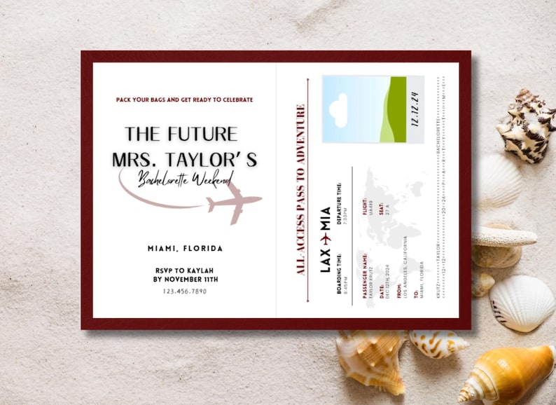 Printable Passport, Boarding Pass, Itinerary, Bachelorette Trip ...