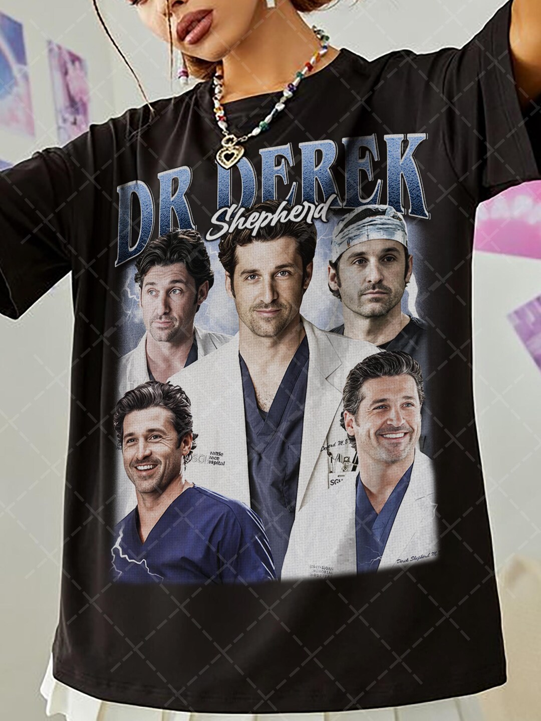 Retro Derek Shepherd Shirt Sweatshirt Tshirt Vintage Graphic Tee Long ...