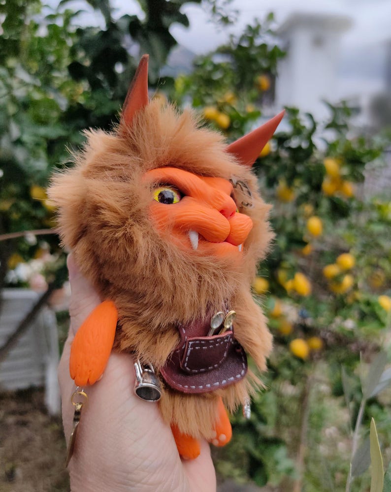 Handmade Chef Cat Doll Keychain – Polymer Clay Cook, Orange Kitty Art ...