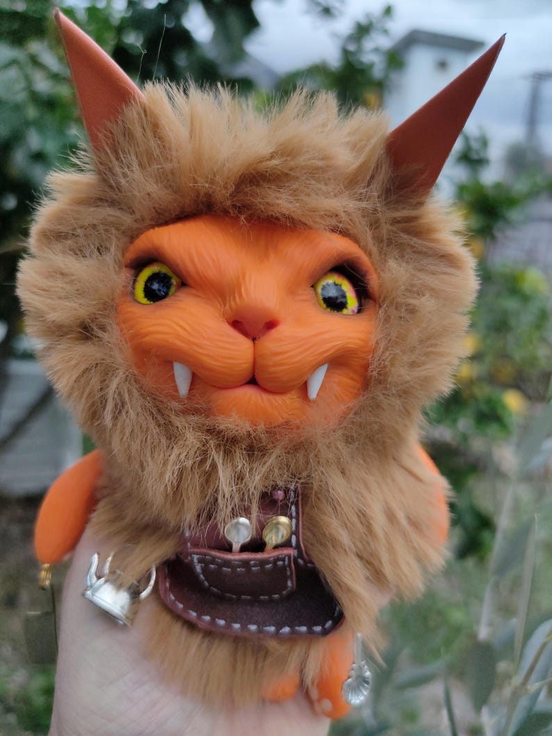 Handmade Chef Cat Doll Keychain – Polymer Clay Cook, Orange Kitty Art ...