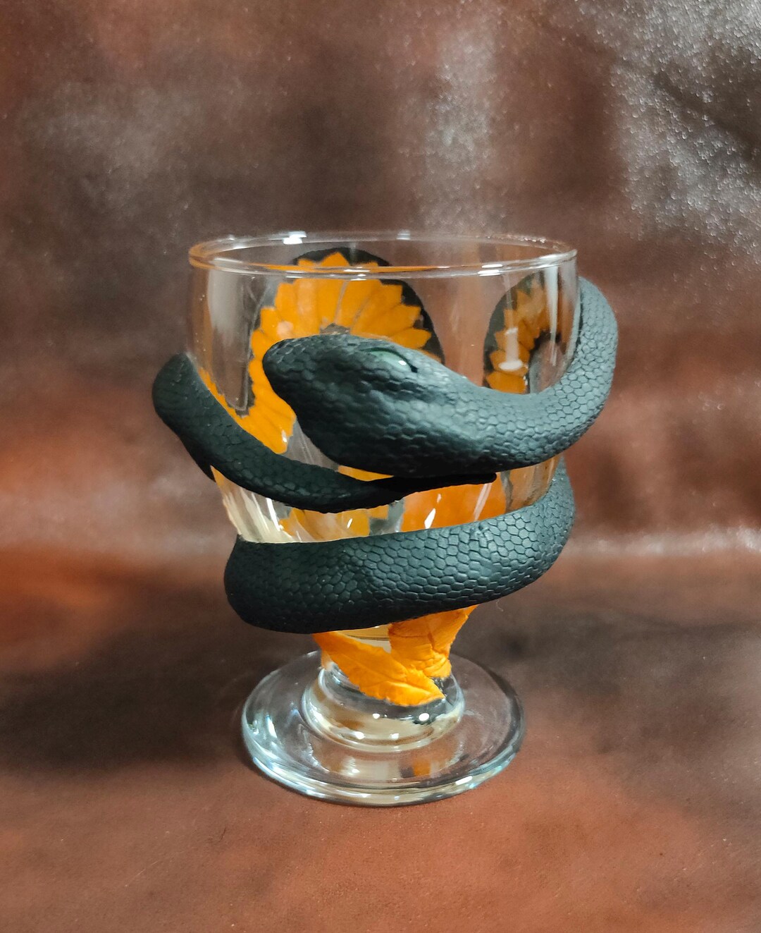 Black Snake Glass: Handmade Polymer Clay Viper, Witch Potion Drink - Etsy