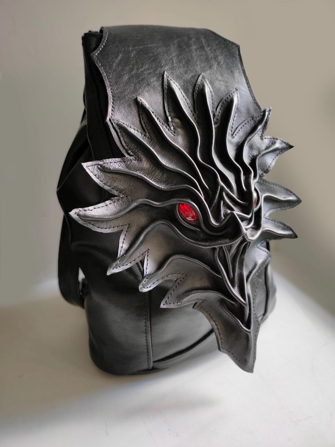 Black Dragon Backpack - Real Leather Dragon Backpack - Dragon Face Bag ...
