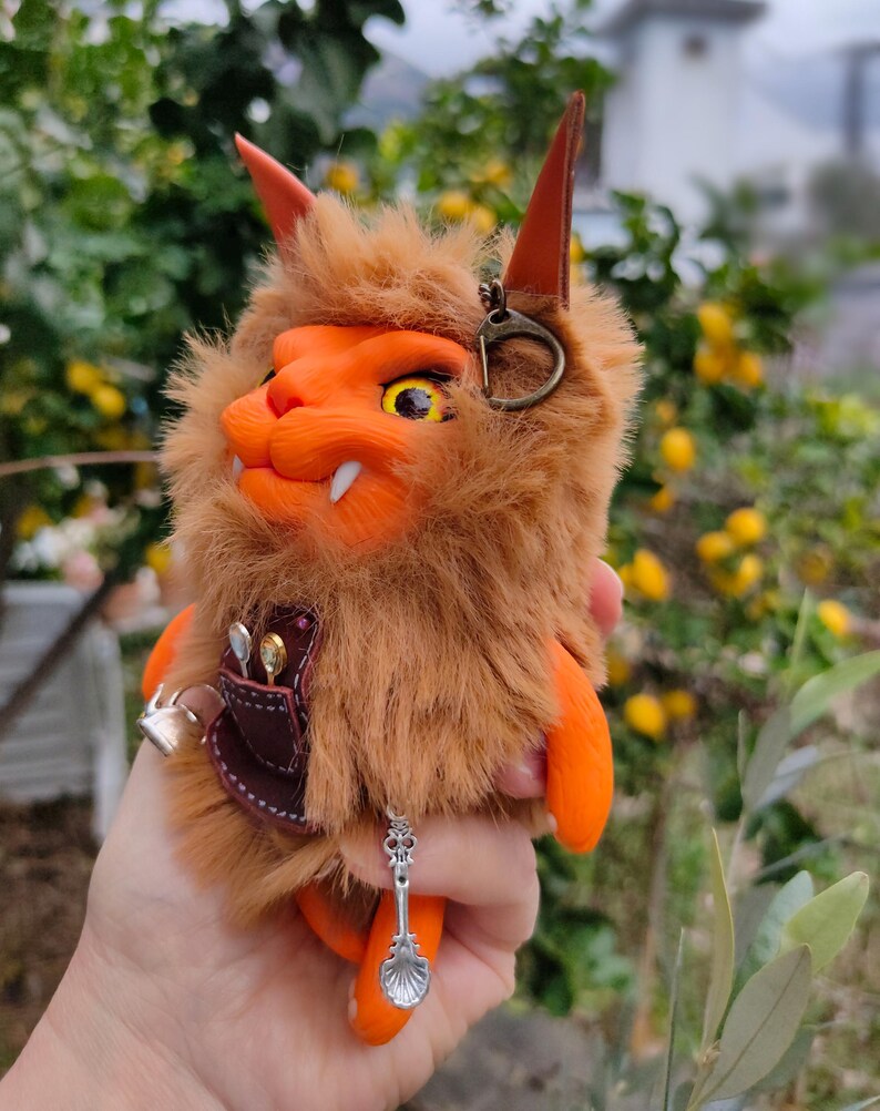 Handmade Chef Cat Doll Keychain – Polymer Clay Cook, Orange Kitty Art ...