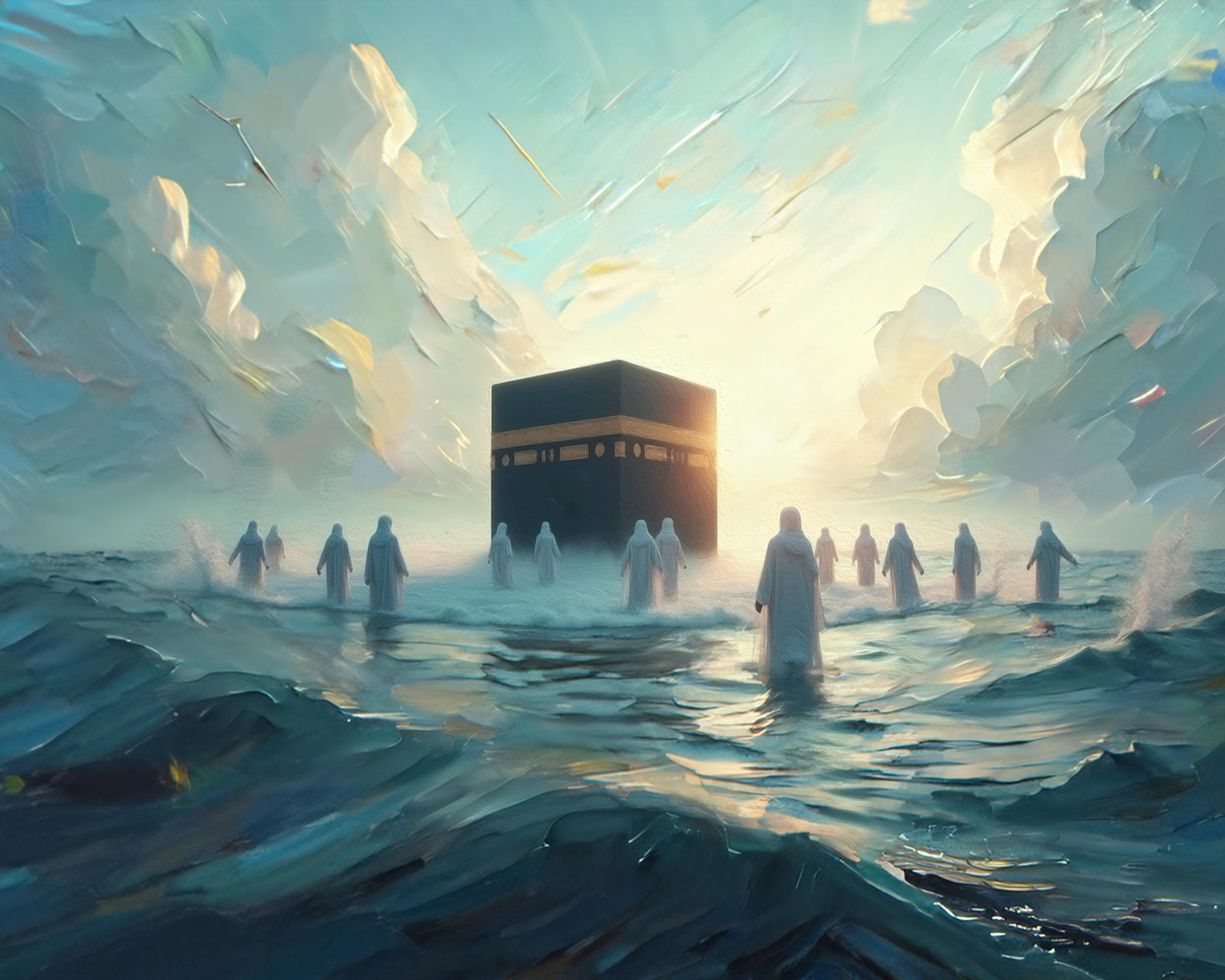 Oil Painting of Kaaba Mecca - Wall Art, Home Decor, Artwork, Drawing ...