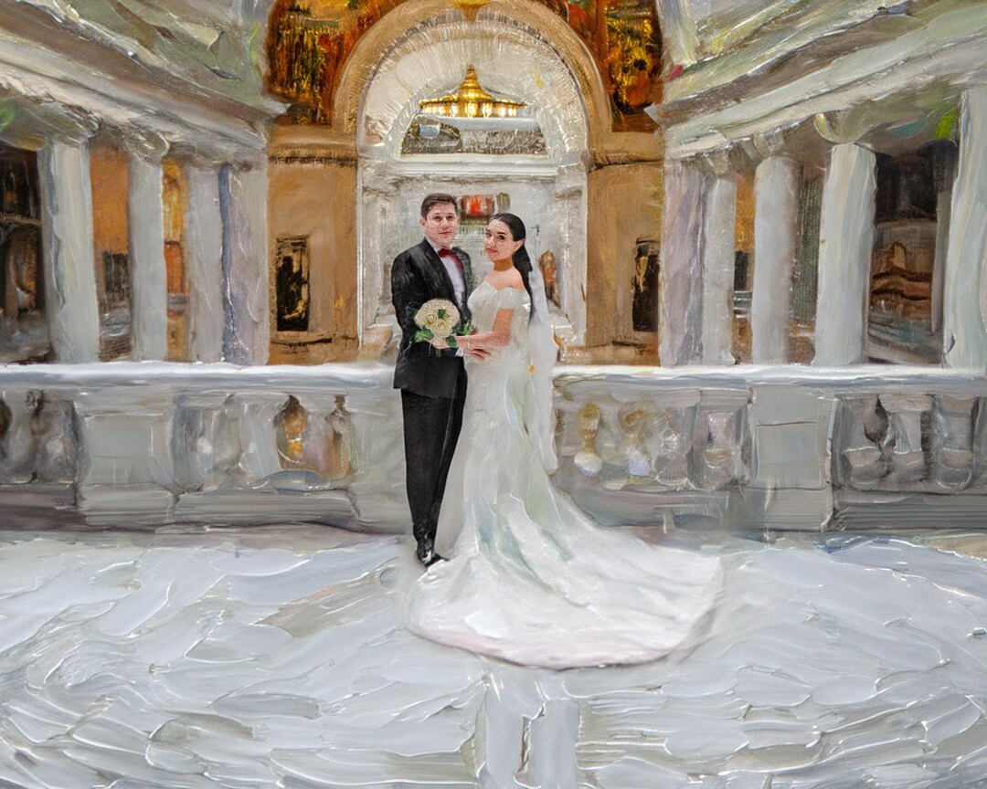 Custom Wedding Oil Painting on Canvas, Custom Portrait Painting, Couple ...
