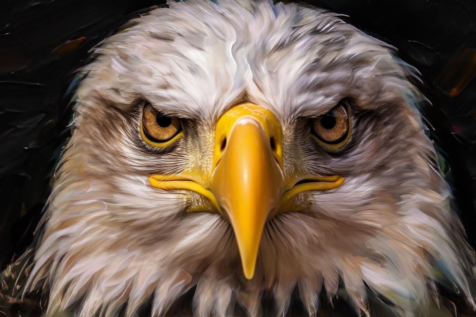 Majestic Bald Eagle Wall Art - Hyperrealistic Digital Painting - Fierce ...