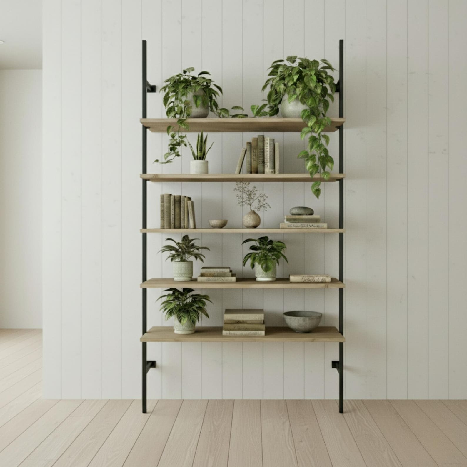 Tall Industrial Bookshelf, 5-tier Wood and Metal, Plant Shelf - Etsy