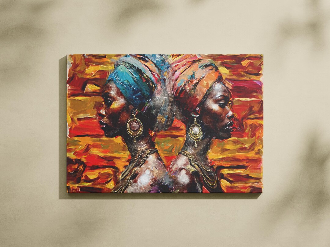 African Women Canvas Print, Abstract African Women Painting, Black ...