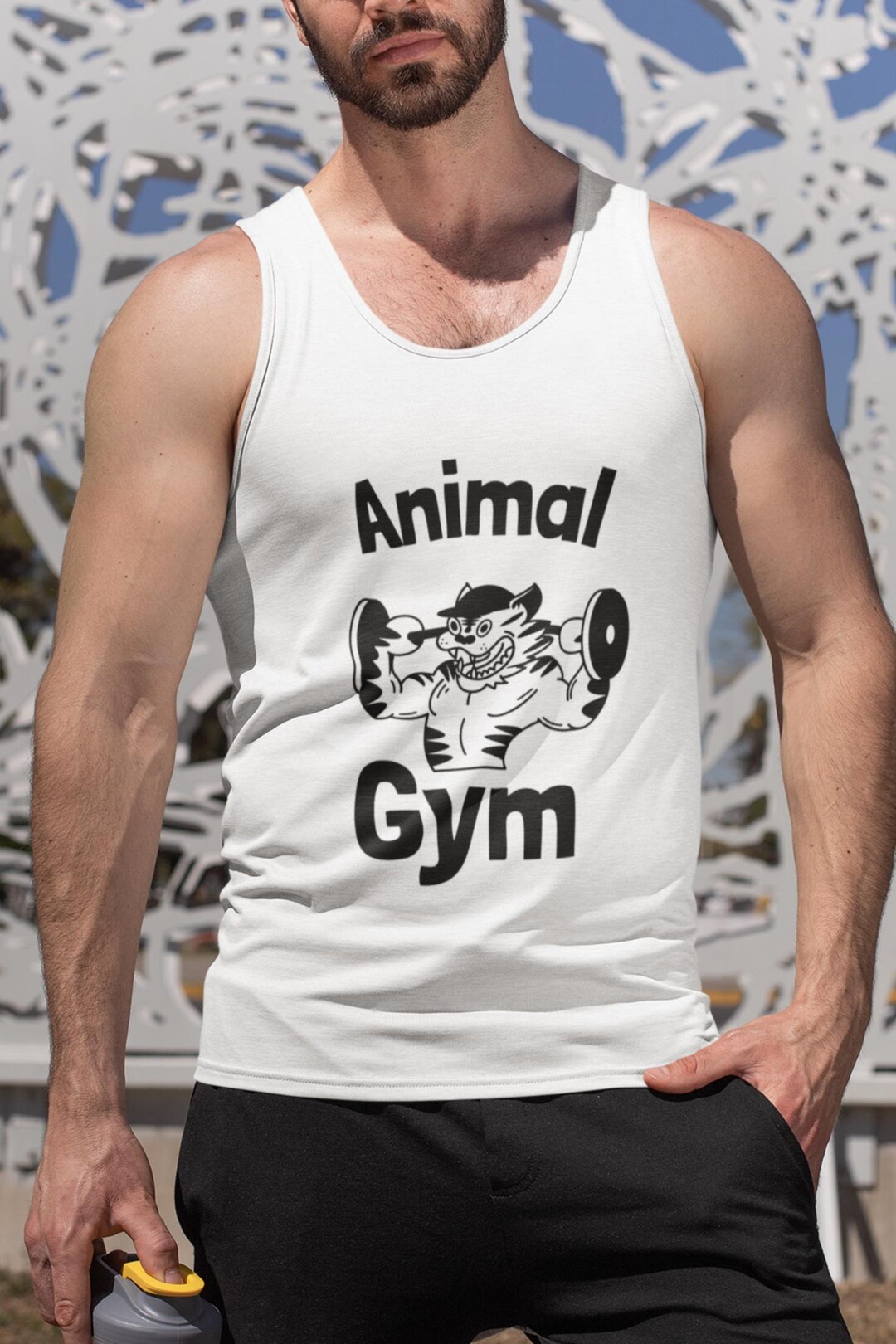 Animal Gym T-shirt, Muscular Feline T-shirt, Cat at the Gym T-shirt ...