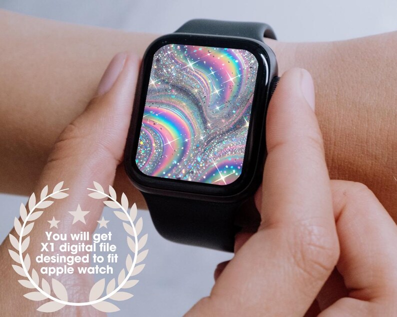 Holographic Glitter Apple Watch Face, Sparkly Wallpaper for Smartwatch ...