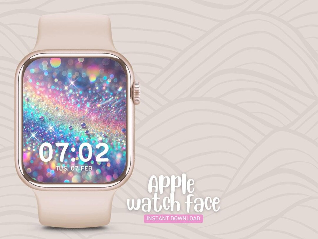 Holographic Glitter Apple Watch Face, Sparkly Wallpaper for Smartwatch ...