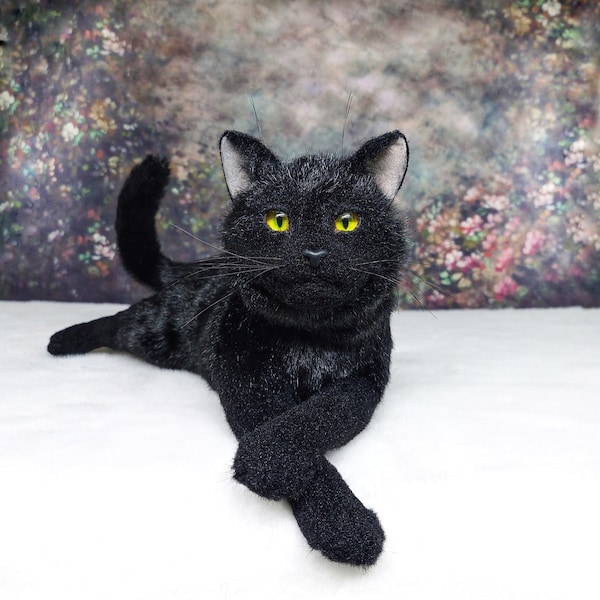 Black Cat Realistic Stuffed Animal - Etsy
