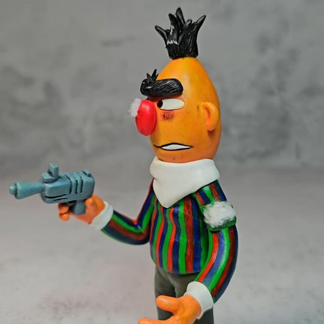Bert Sesame Street, FNF Mod Broken Strings, Polymer Clay Figurine Handmade - Etsy