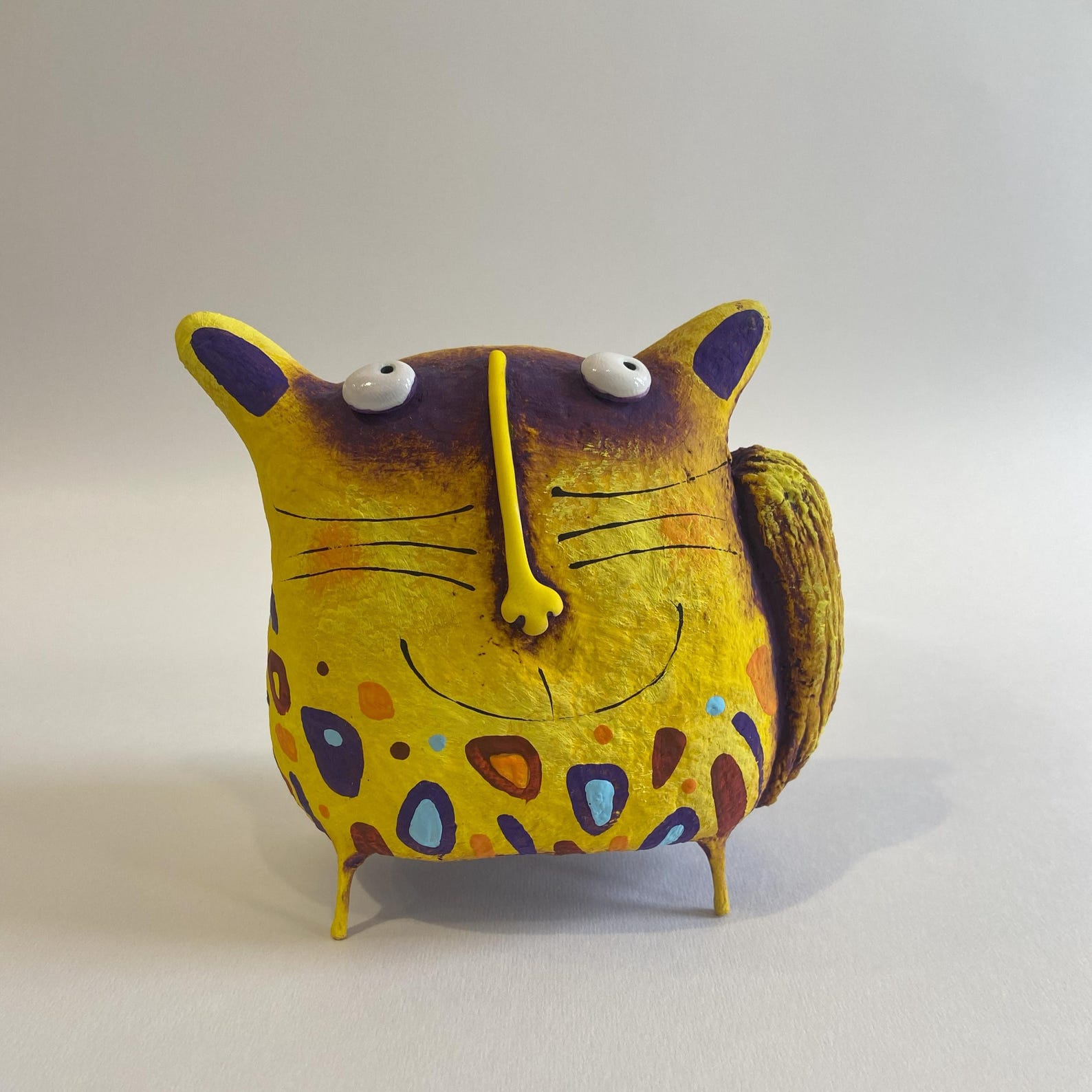 Square Cat – Cat Statuette – Cat Figurine – Paper Mache Animal ...