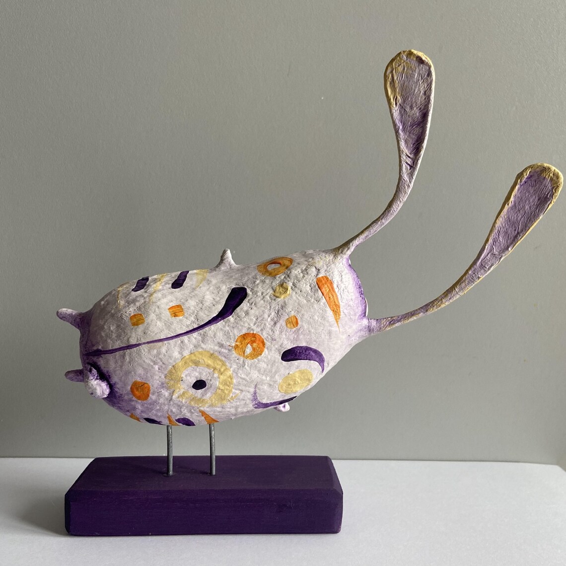 Flying Rabbit - Paper Mache Animal Sculpture - Rabbit Figurine - Hare ...