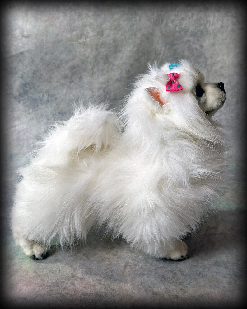 Spitz de Poméranie, réplique réaliste de chien, chiot en peluche ...