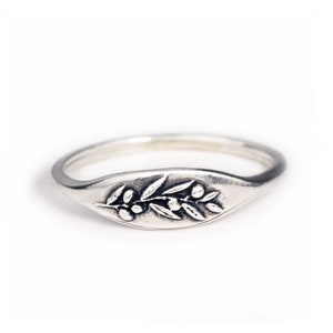 Handmade Olive Branch Ring, Nature Ring, Signet Ring, Nature Jewelry, Sterling Silver Ring ...