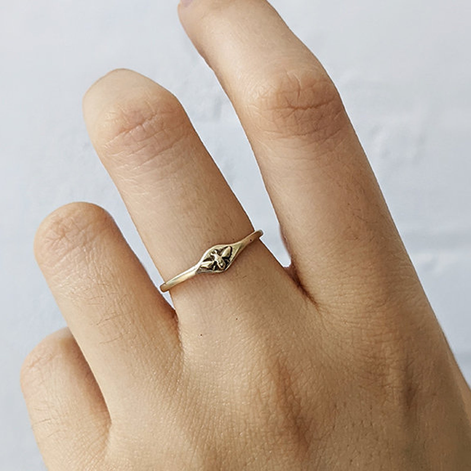Handmade Small Bee Ring Bee Signet Ring Nature Jewelry - Etsy