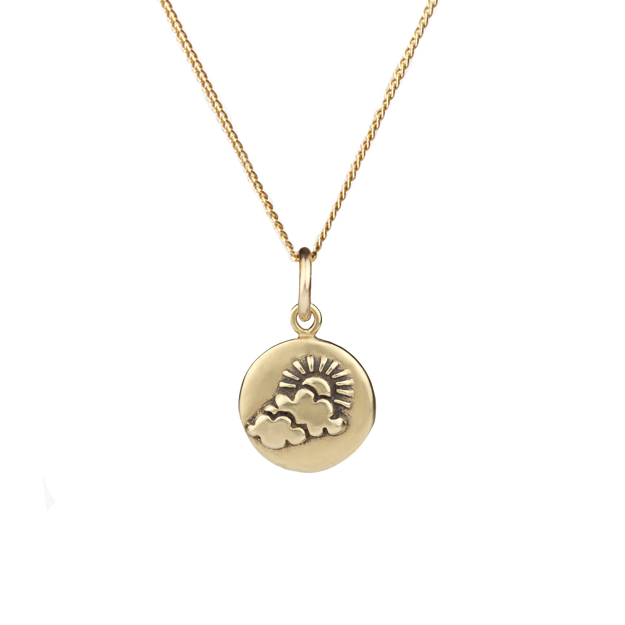 Handmade Silver Lining Necklace, Sun and Clouds Necklace, Medallion ...